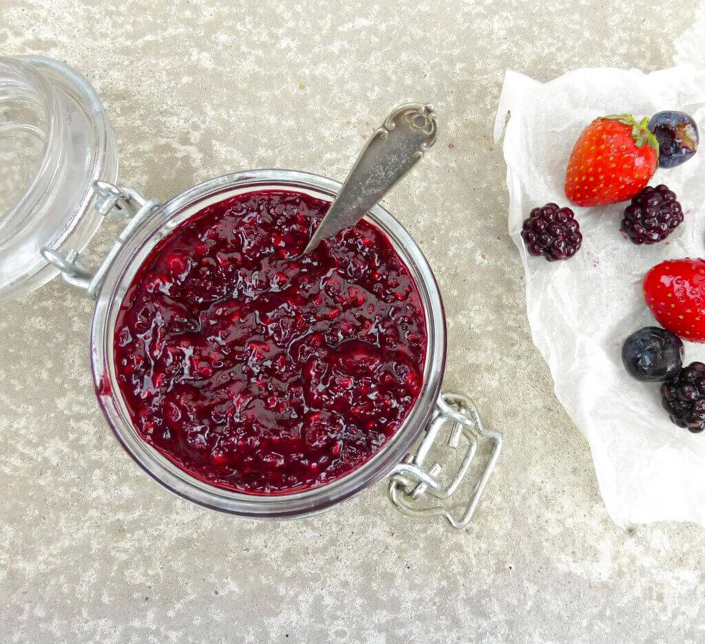 Maple Syrup Berry Jam with Lemon and Chia Seeds