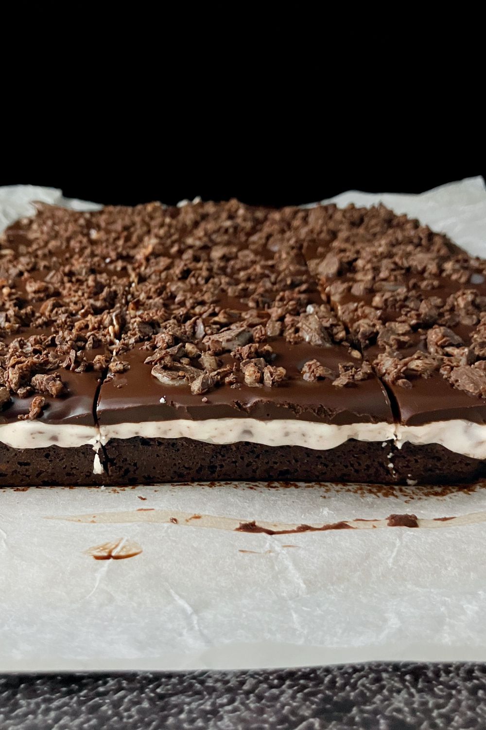 After Eight Brownies with Fondant and Chocolate Ganache