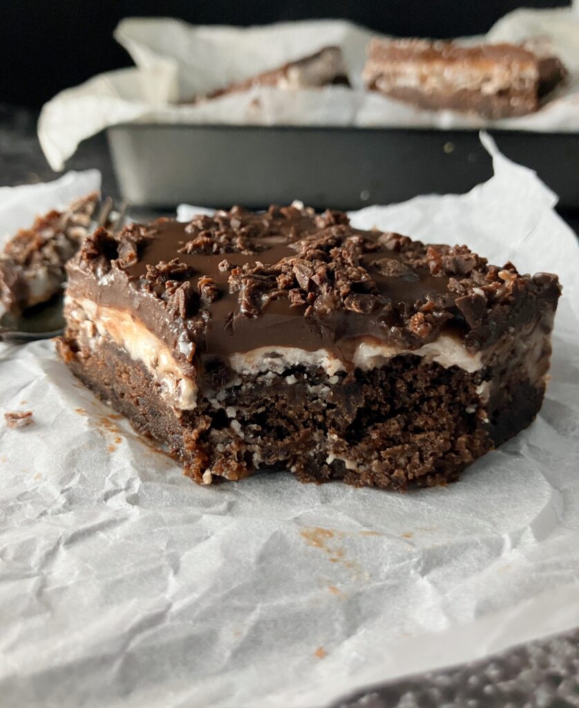 After Eight Brownies with Fondant and Chocolate Ganache