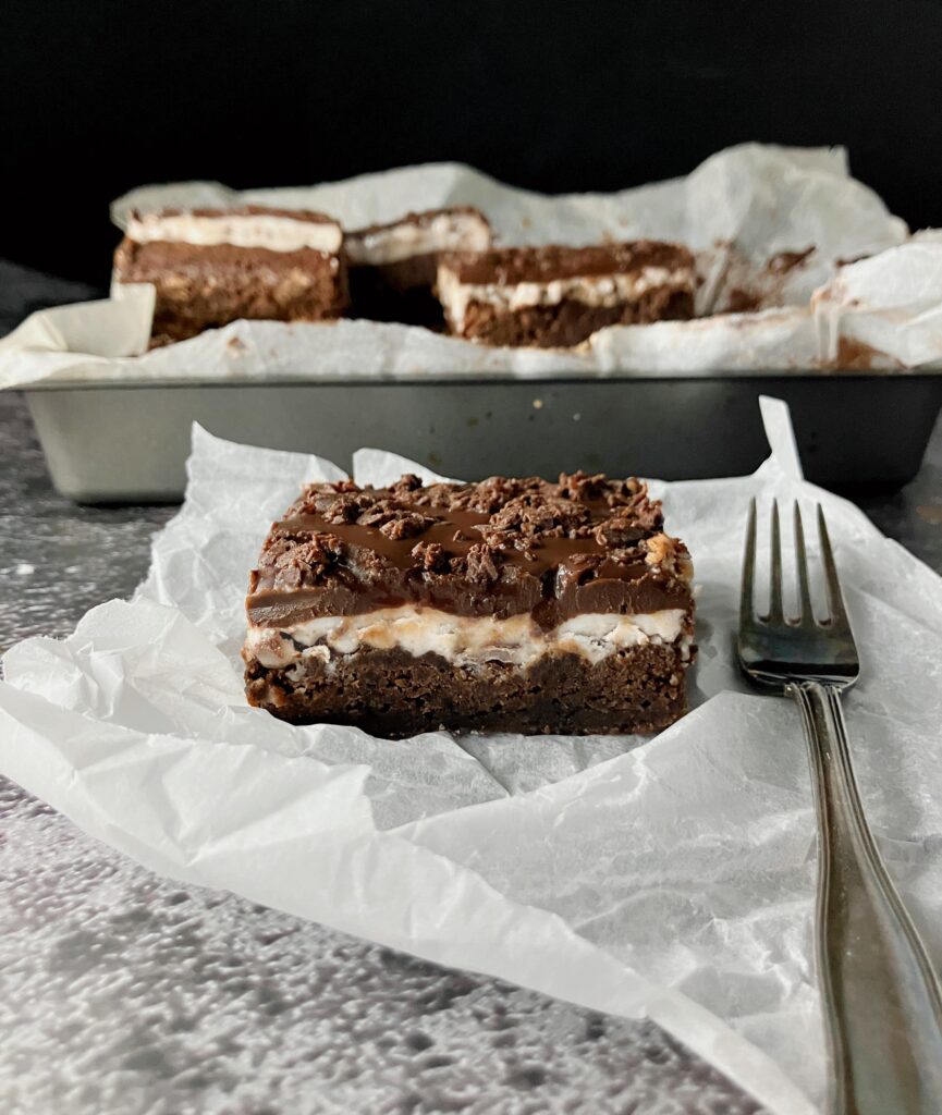 After Eight Brownies with Fondant and Chocolate Ganache
