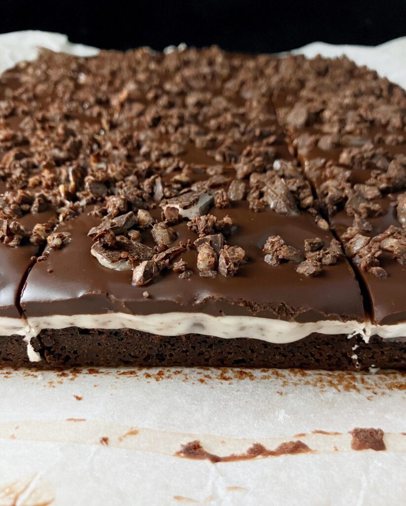 After Eight Brownies with Fondant and Chocolate Ganache