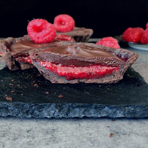 Dark Chocolate Raspberry Tartlets (with Homemade Spelt Pastry)